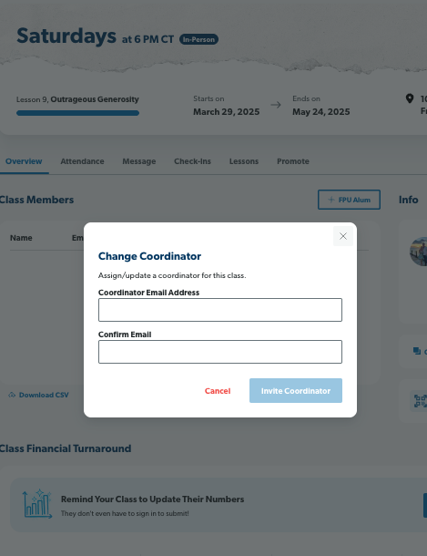 Creating a Class and Changing Class Coordinators Using the Impact ...